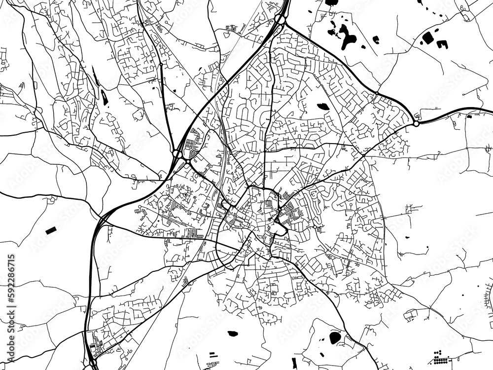 A vector road map of the city of Wrexham in the United Kingdom on a ...