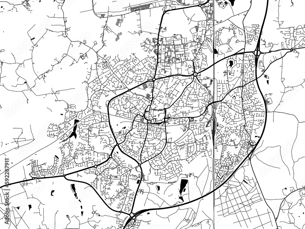A vector road map of the city of Crawley in the United Kingdom on a ...