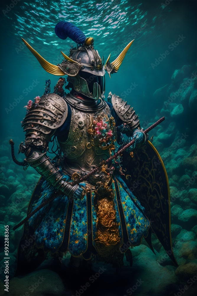 Rococo oil painting style medival armor designed by antoni gaudi ...