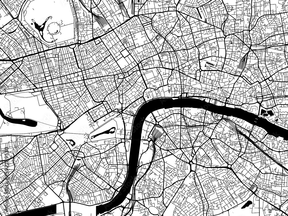 A vector road map of the city of London Center in the United Kingdom on ...