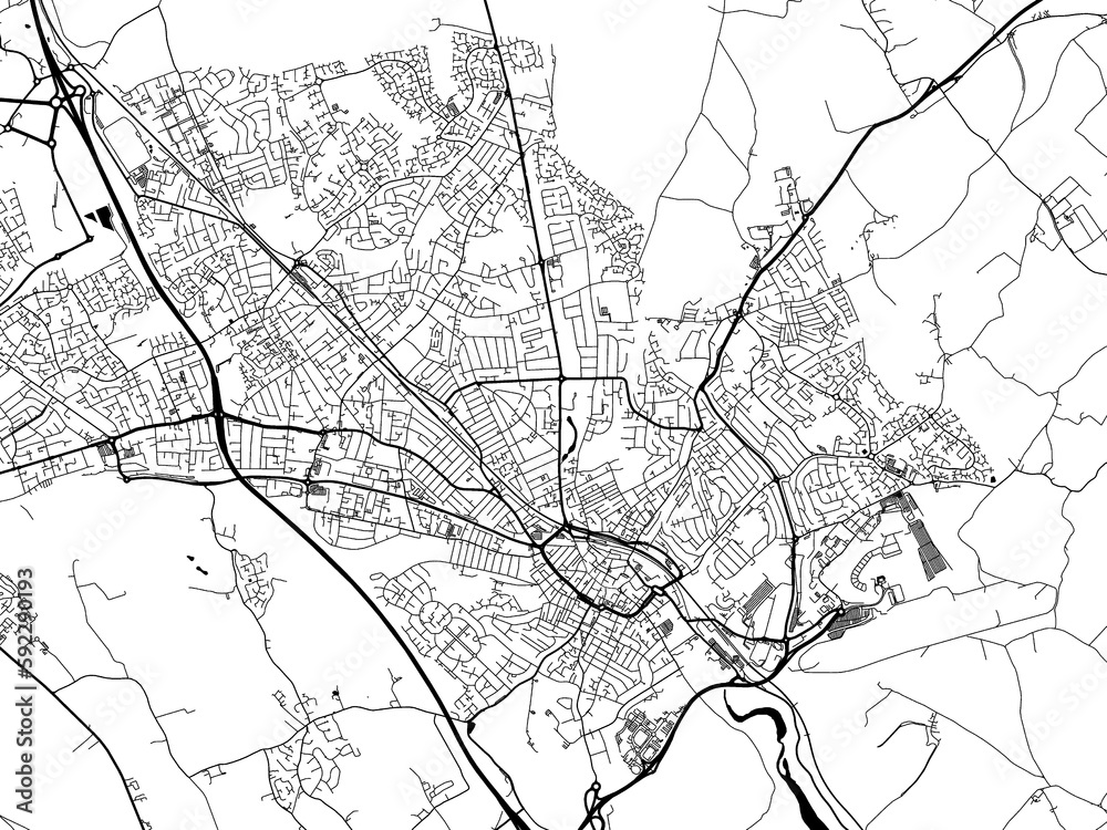 A vector road map of the city of Luton in the United Kingdom on a white ...