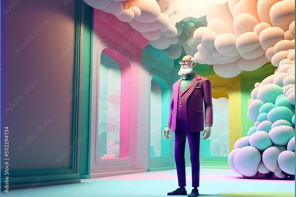 Sigmund Freud in the Metaverse 3D World designed by Bouroullec with ...