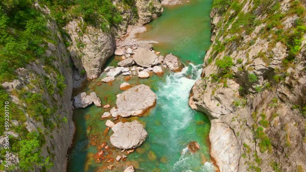 Aerial video of the stunning Moracha River canyon in Montenegro. Soar ...