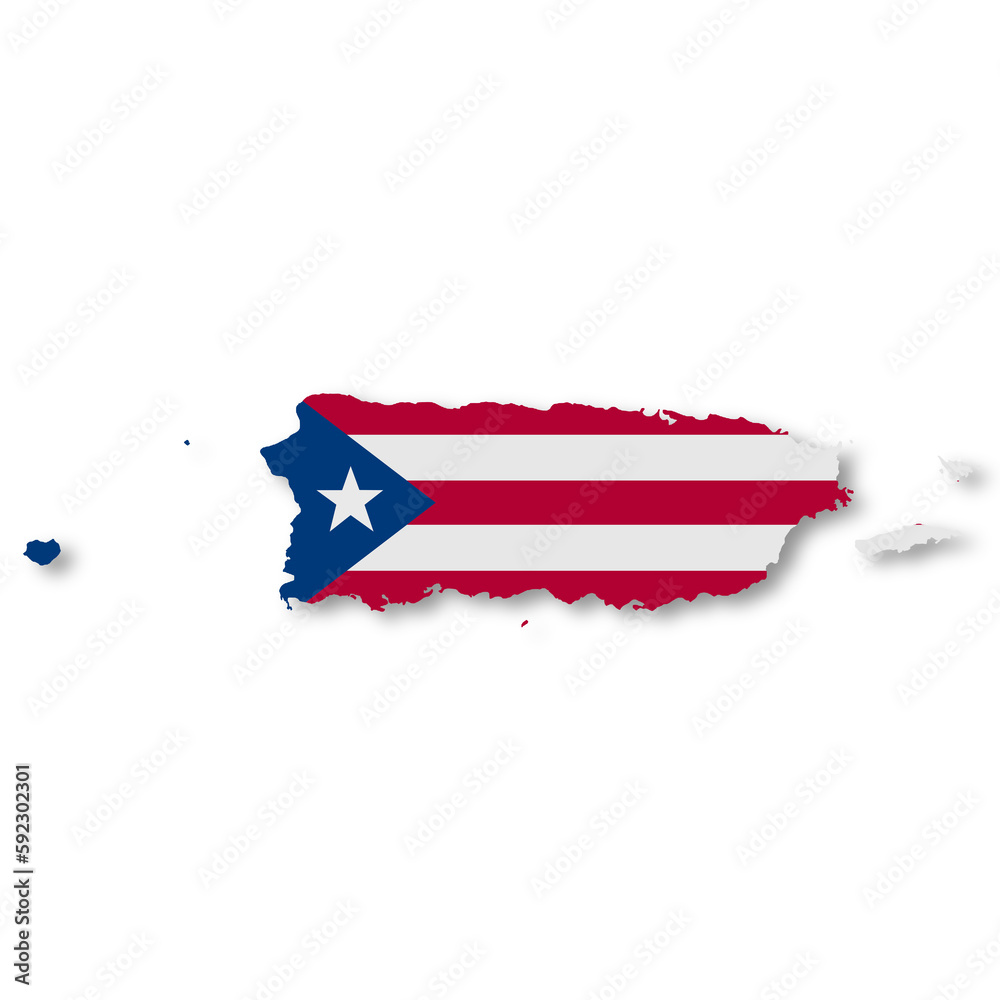 Puerto Rico flag map on white background with clipping path 3d ...