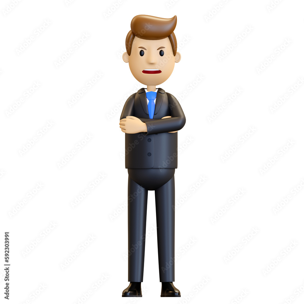 A very angry man with his arms crossed on his chest. Angry boss, office ...