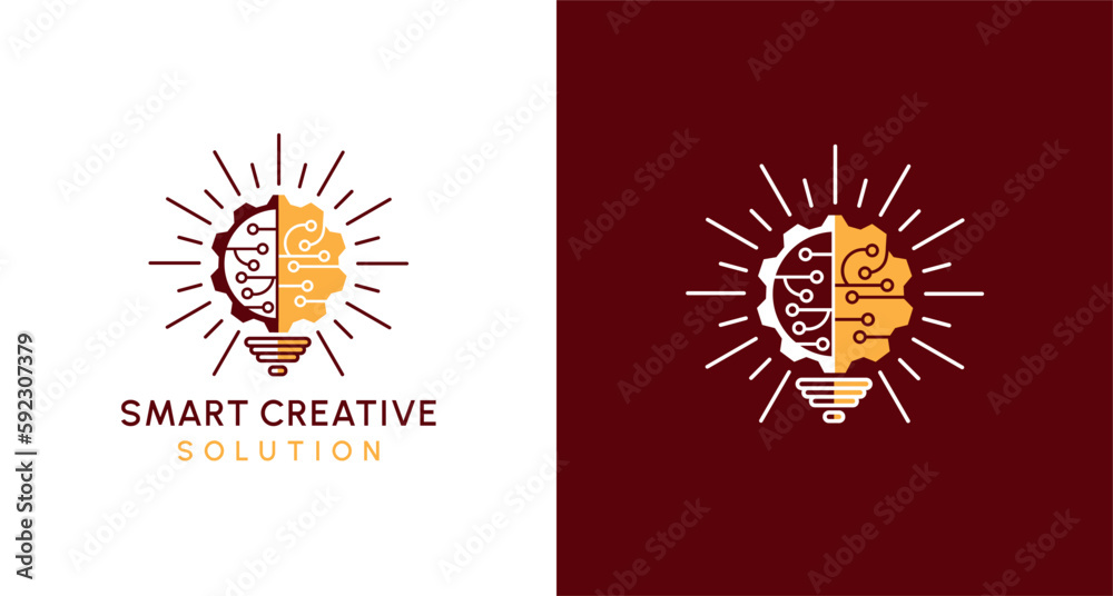 Modern Brain Bulb logo concept, Intelligence Logo template, Smart ...
