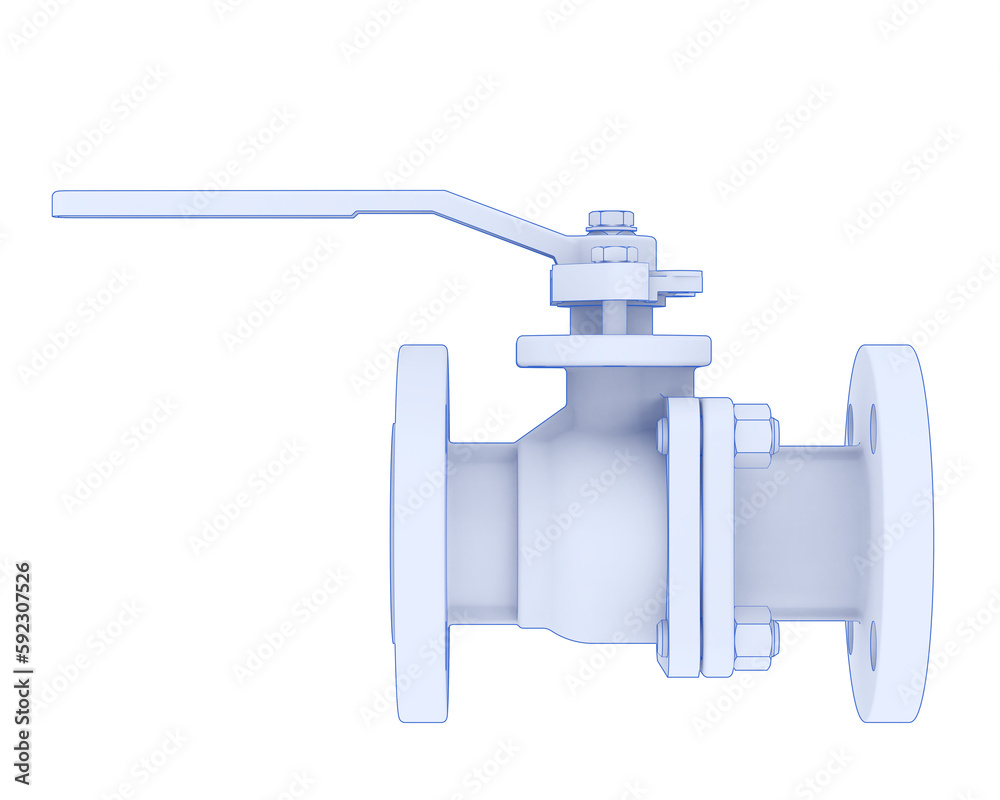 Ball valve isolated on transparent background. 3d rendering ...