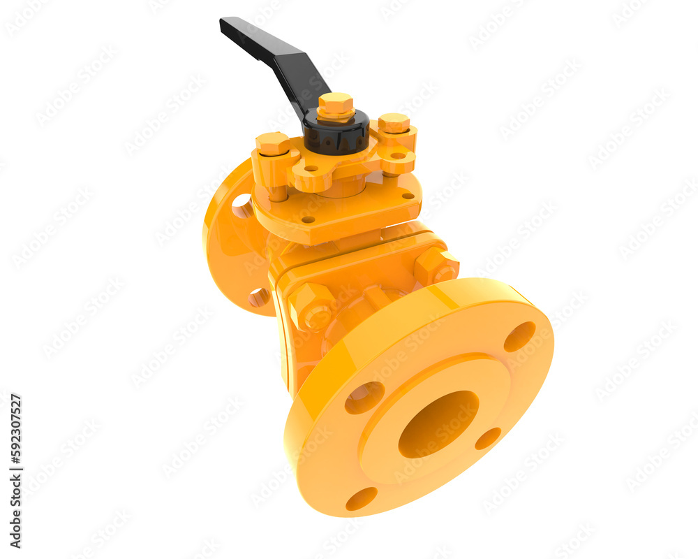 Ball valve isolated on transparent background. 3d rendering ...