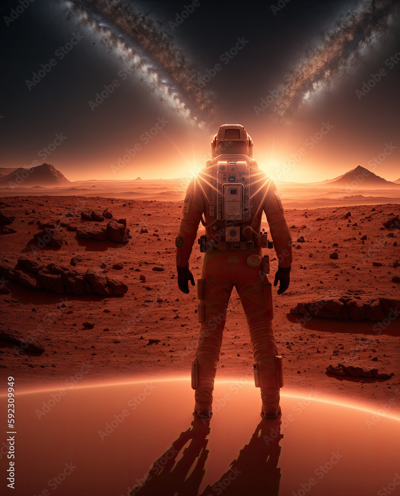 A Stunning CGI Render of an Astronaut Standing on Mars, Gazing at the ...