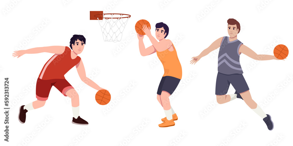 Basketball player. Men playing, guys jumping with ball, muscular ...