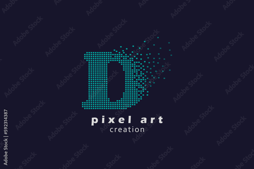 D letter logo. Logotype vector design. collection pixel art Stock ...