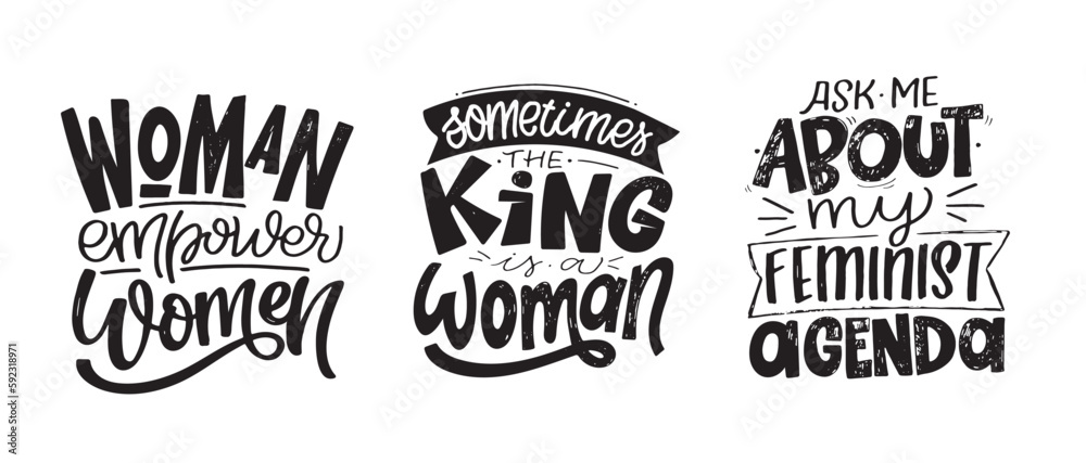 Set with lettering slogans about girl power, feminism. Funny quotes for ...