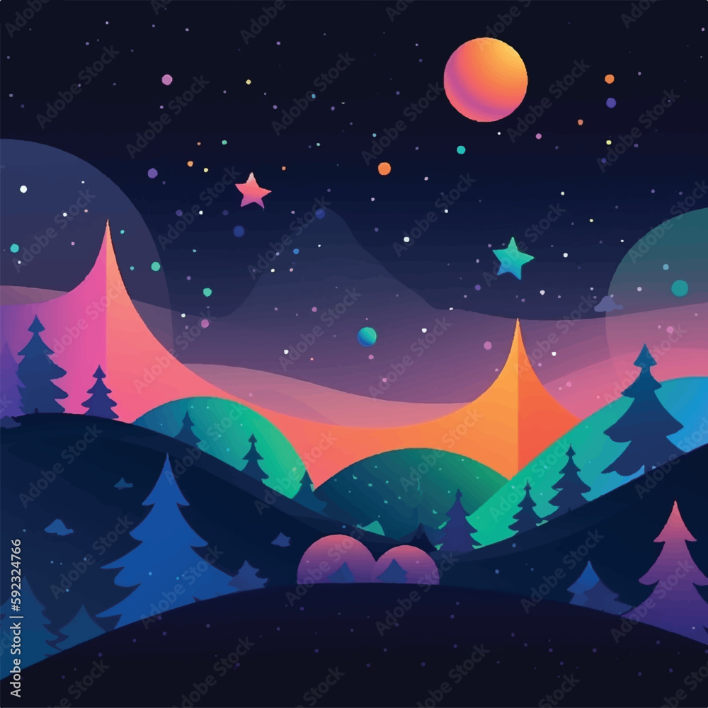 Milky way universe 2d design Stock Vector | Adobe Stock
