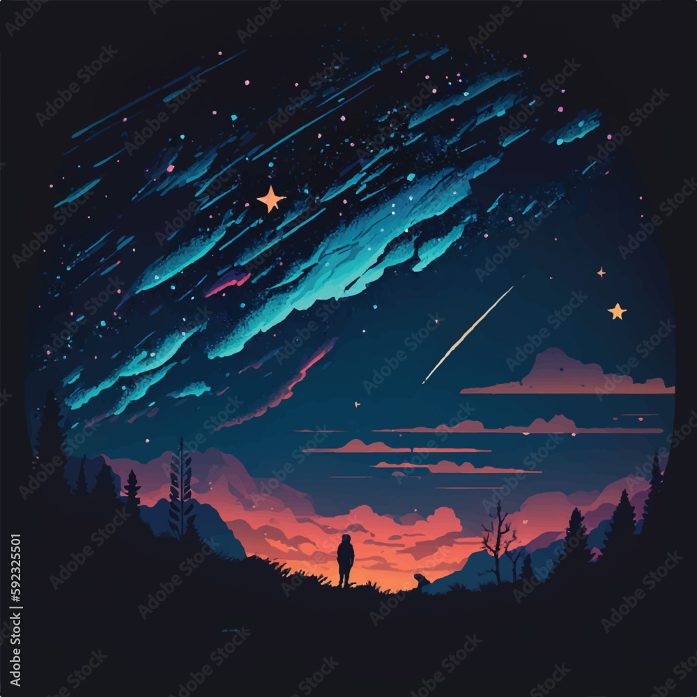Milky way universe 2d design Stock Vector | Adobe Stock