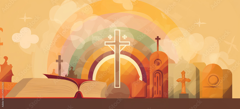 Christian religion concept background. card design template, design for ...