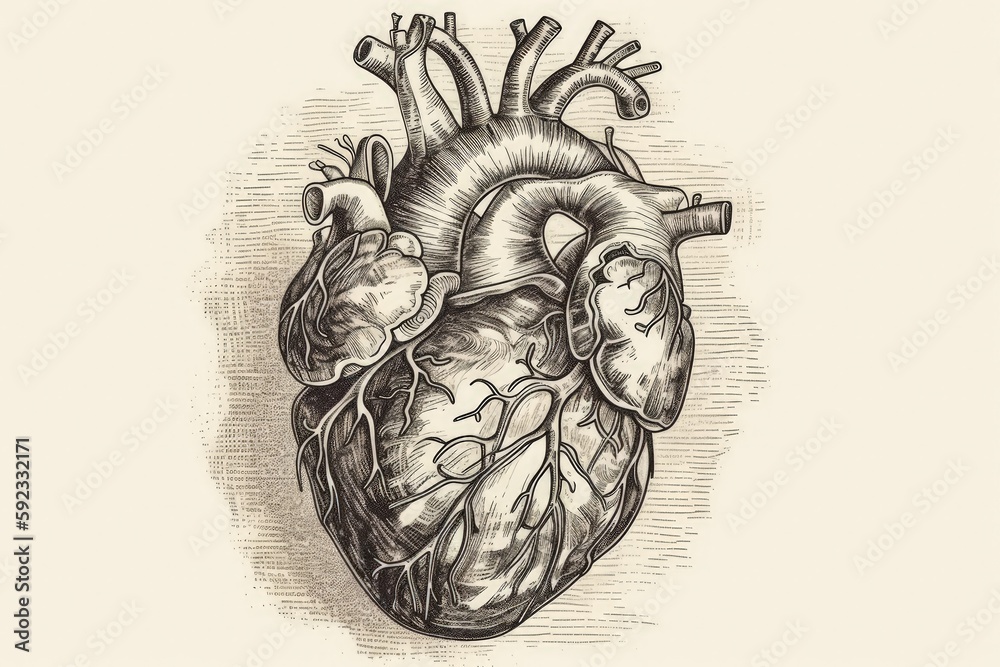 a drawing of a human heart, generative AI Stock Illustration | Adobe Stock