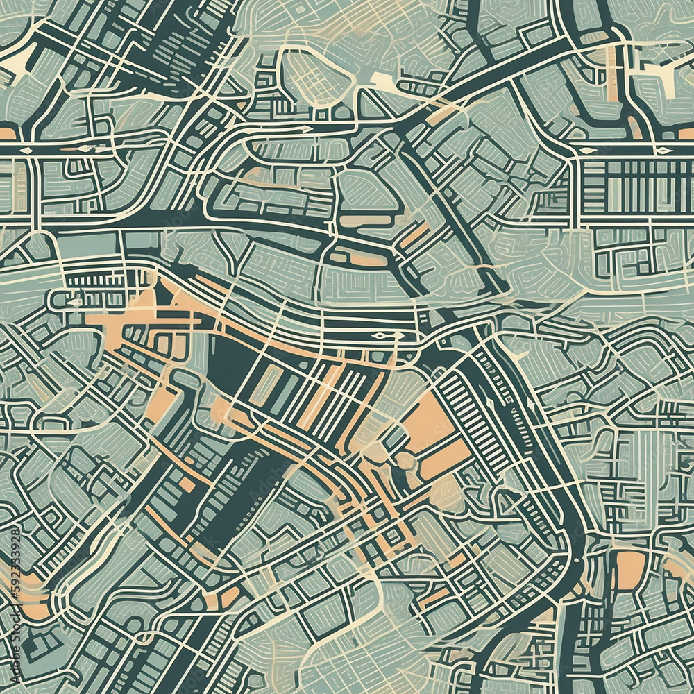 find your way - seamless streets and roads map pattern, generative ai ...