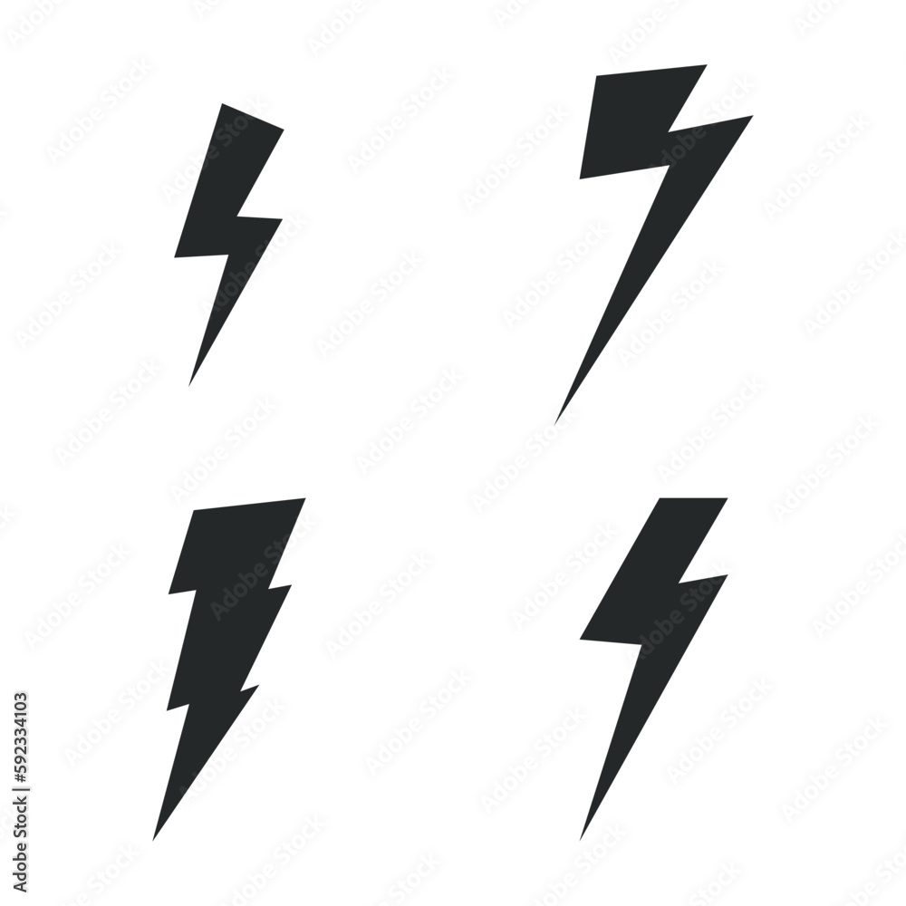 Lightning icon set on white background. vector illustration EPS Stock ...