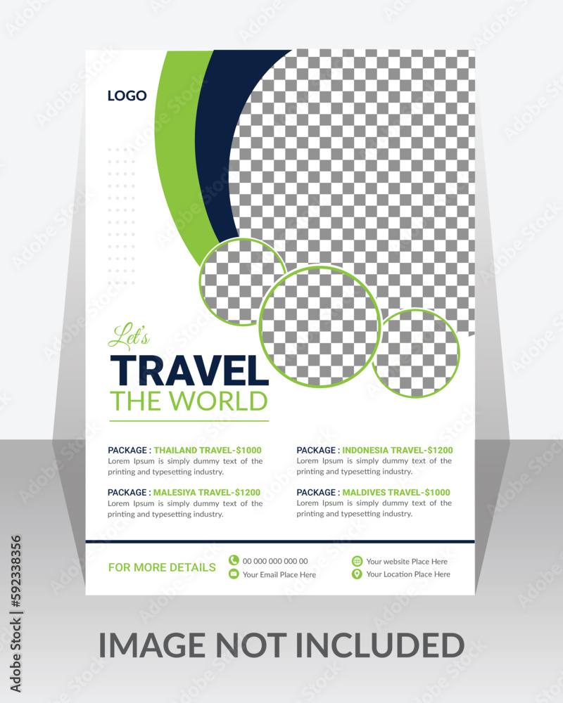 Vetor do Stock: Travel flyer design template, Tour flyer, Tourism ...