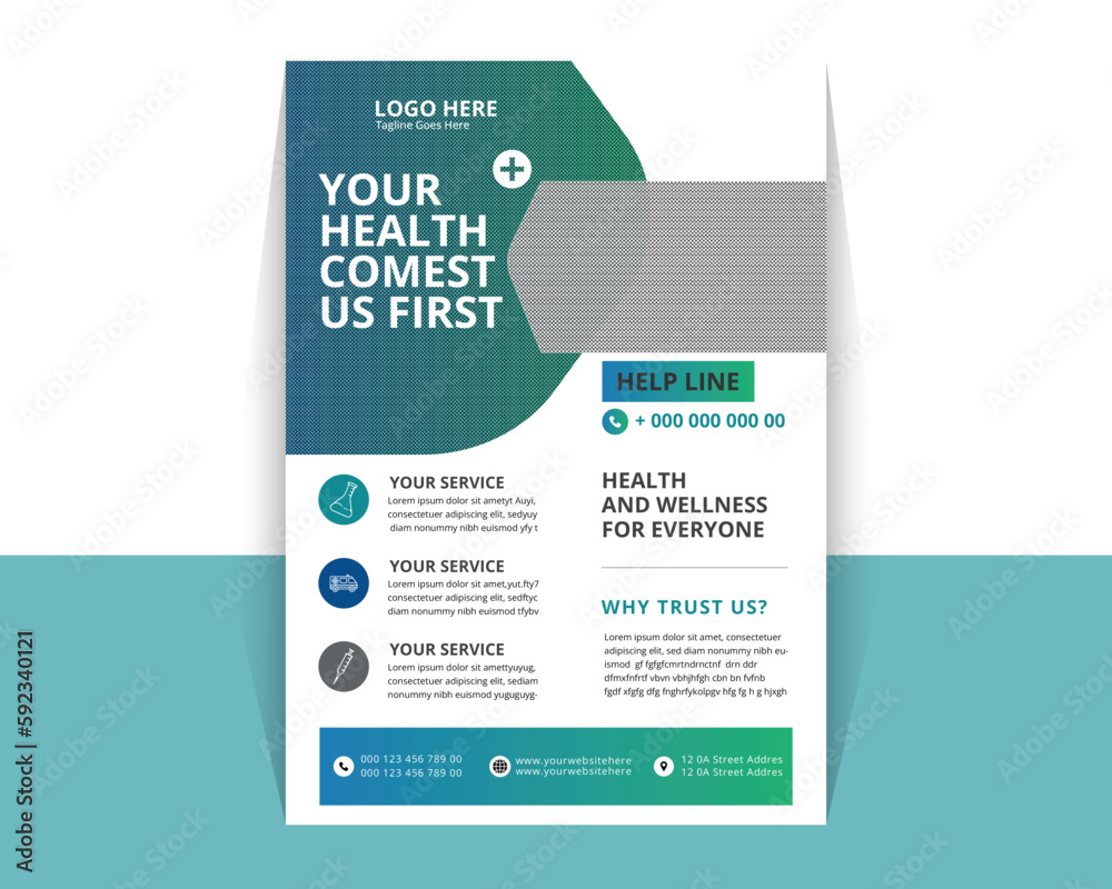 modern medical card template Flyer Design Set. Modern Flyer Background ...