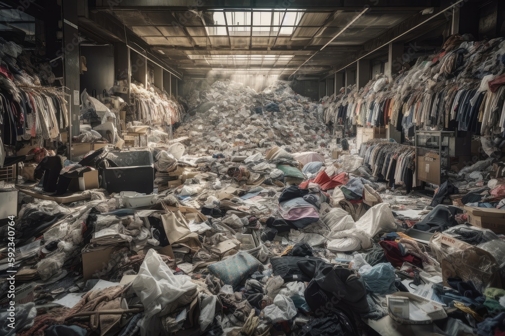 fast-fashion store, filled with discarded clothing and other textiles ...