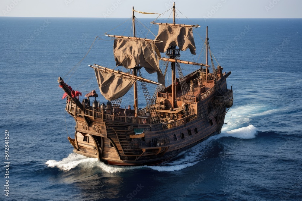 pirate ship captured by enemy, with pirates taken prisoner and their ...