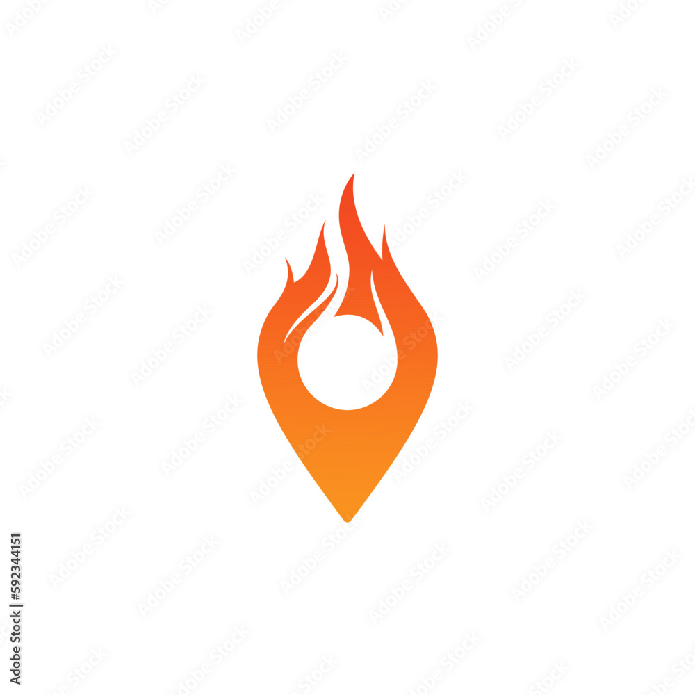 Fire icon map logo vector design template Stock Vector | Adobe Stock