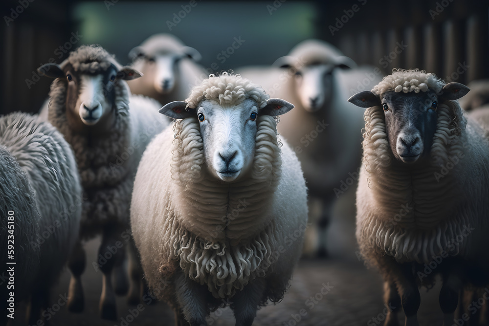 Sheep livestock farm. Agriculture industry ram banner. Generation AI ...