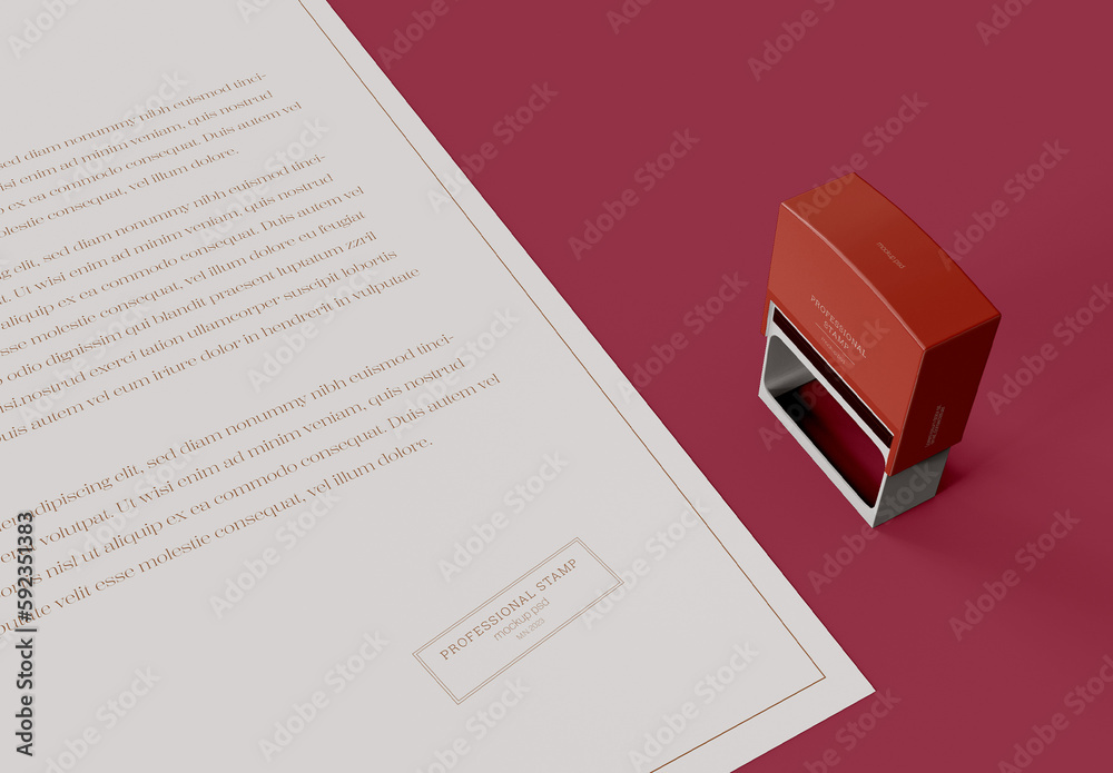 Ink Rectangular Rubber Stamp with Paper Mockup Stock Template | Adobe Stock