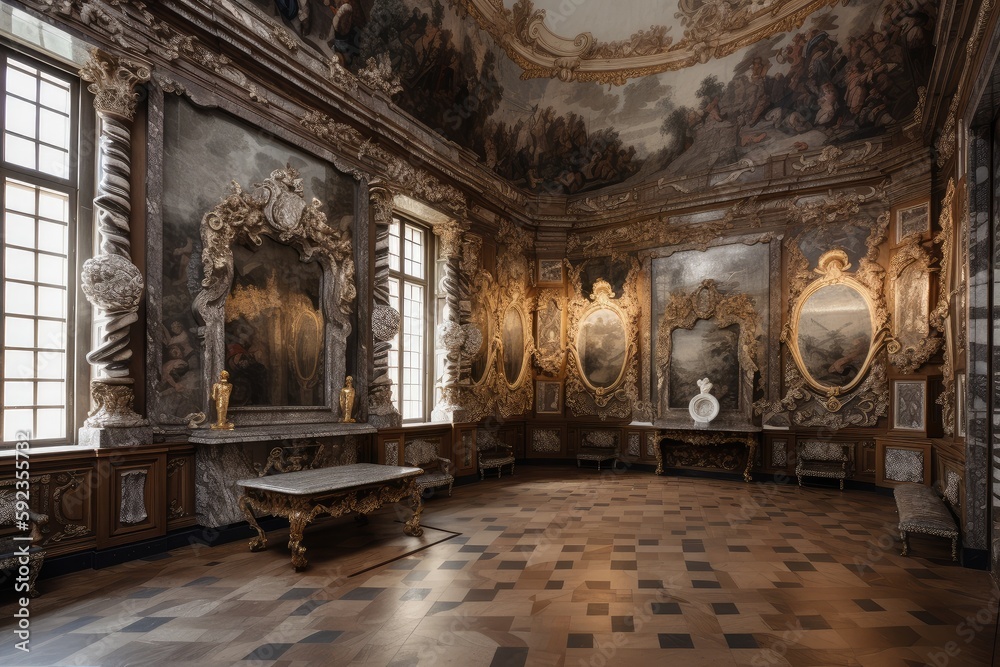baroque palace, with detailed paintings and sculptures throughout the ...