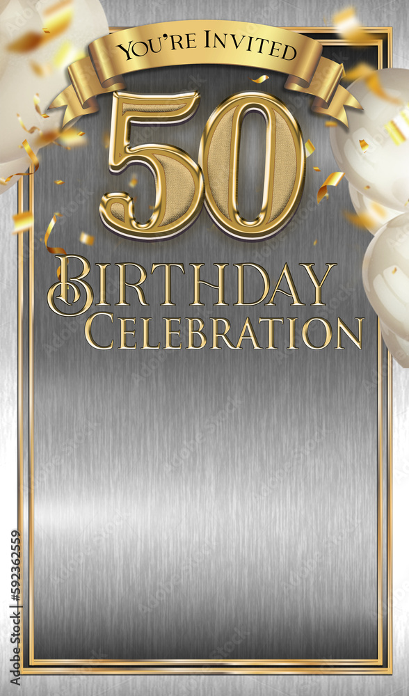 Poster 50th Birthday Celebration Invitation Template Silver Gold Design ...
