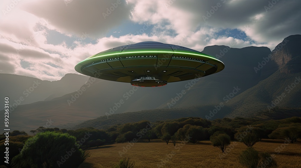 high techsouth african UFO with south african flag in unreal engine style, 8k, realistic ...
