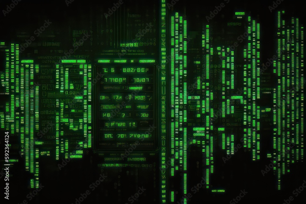Cyberpunk green matrix code over a black screen. Hacker programmer concept. Generative AI. Stock ...