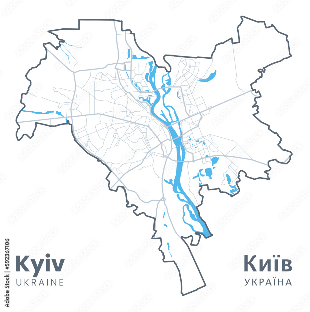 Detailed map of Kyiv - the capital of Ukraine - Urban borders map ...