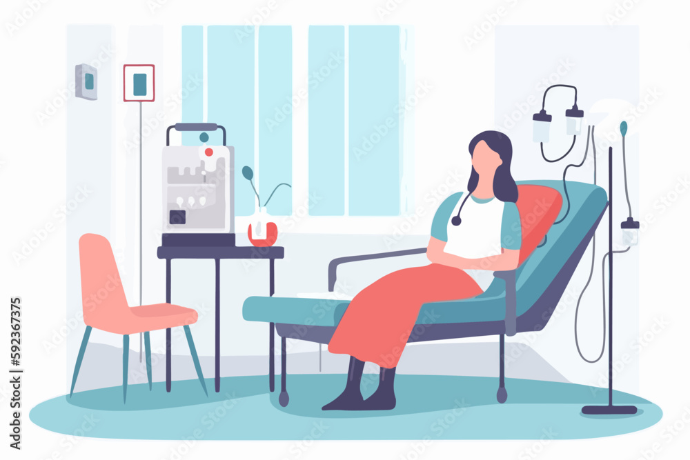 Cheerful woman receiving IV drip in hospital. Grinning female patient ...