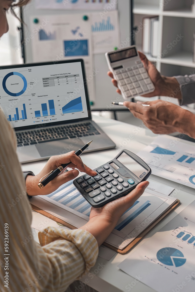 Two business people talk project strategy at office meeting room ...