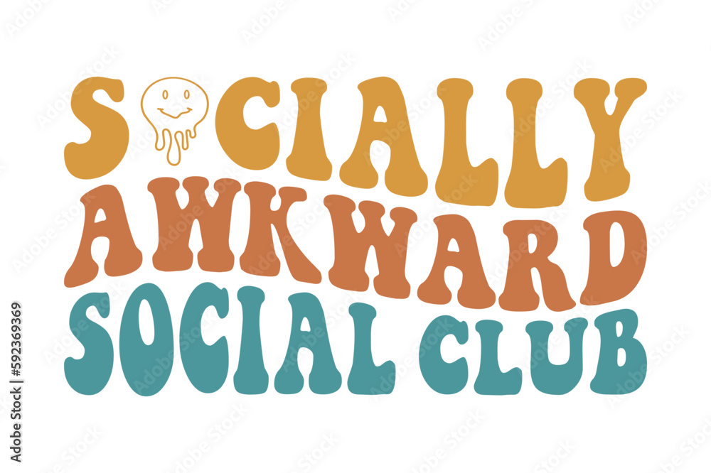 Socially awkward social club retro wavy SVG t-shirt designs Stock ...