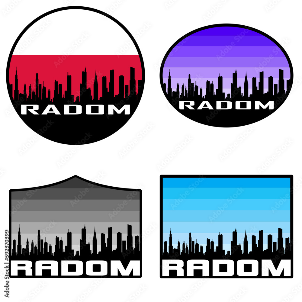 Radom Skyline Silhouette Poland Flag Travel Souvenir Sticker Sunset ...