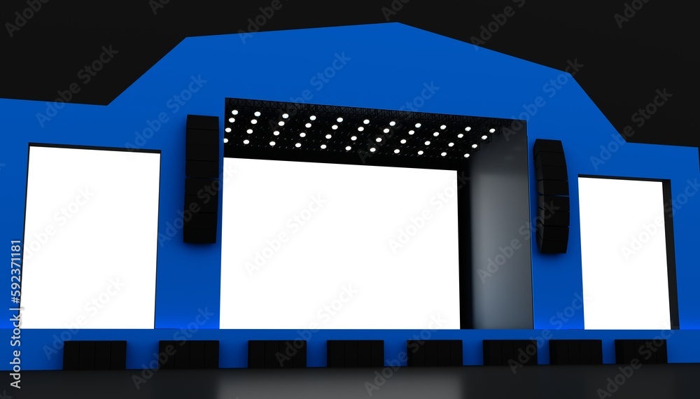 Stage rigging truss system with blank backdrop concert performance ...