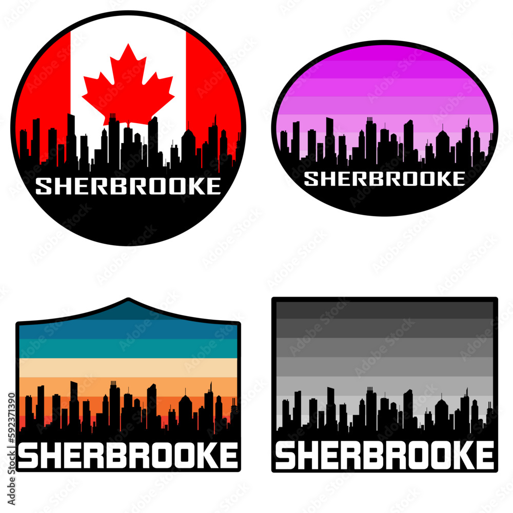 Vetor de Sherbrooke Skyline Silhouette Canada Flag Travel Souvenir ...