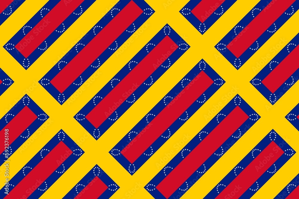 Geometric pattern in the colors of the national flag of Venezuela. The ...