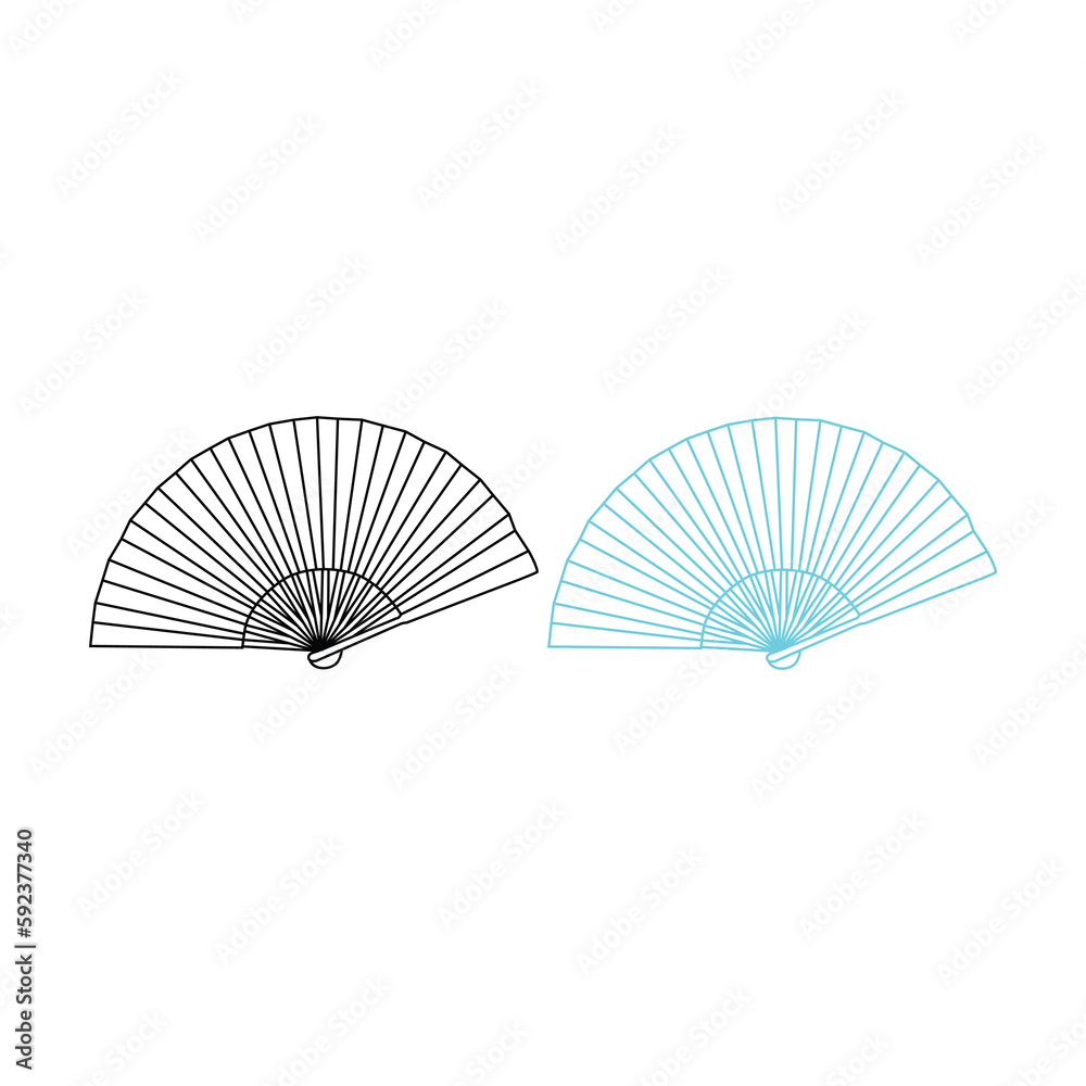 Collection of handheld fan icons isolated on a white background. Icons ...