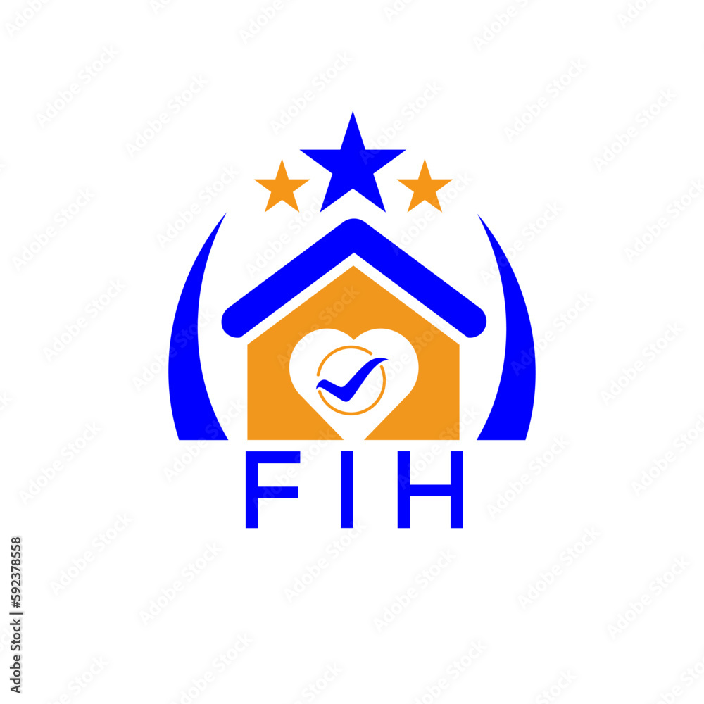 FIH House logo. KJG Letter logo and icon. Blue vector image on white ...
