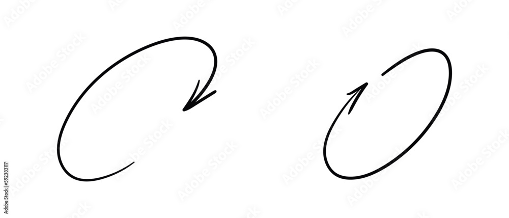 Circular black arrows set. Hand drawn round elements collection. Vector ...