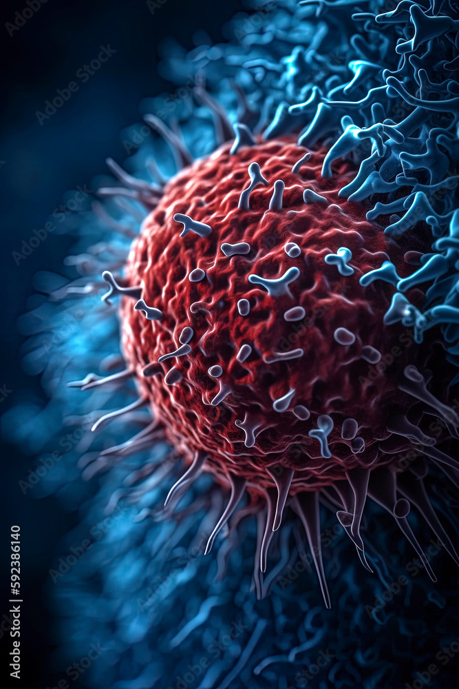 Generative AI illustration of the covid 19 Virus seen from an electron ...