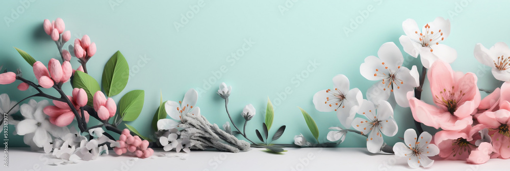 Spring mockup background, blank space to display graphics, generative ...