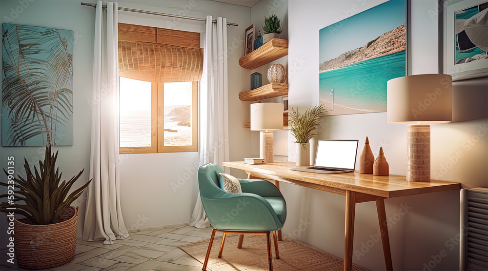 Modern and clean room online webinar Zoom meeting home office ...