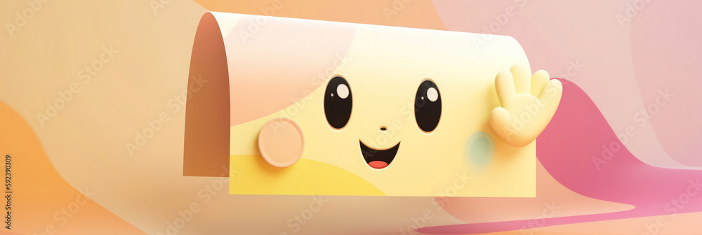 Cute Cartoon cute little sticky note with a friendly wave, generative ...