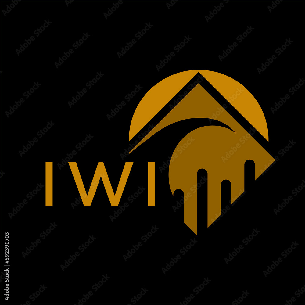 IWI golden color letter logo. IWI golden image on black background ...