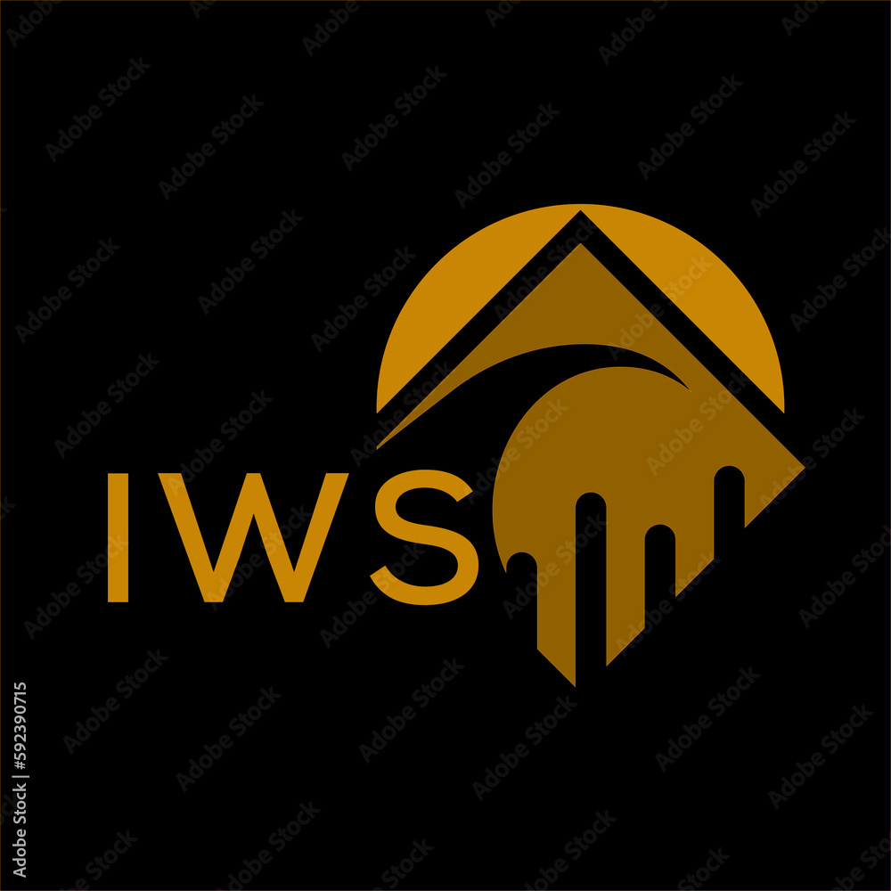 IWS golden color letter logo. IWS golden image on black background ...